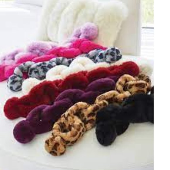 Chico's | Accessories | New Chicos Ruby Red Faux Fur Pom Pom Chain Link ...